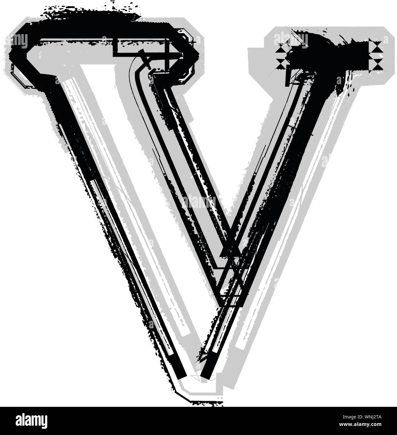 Grunge font. Letter V Stock Vector Image & Art - Alamy