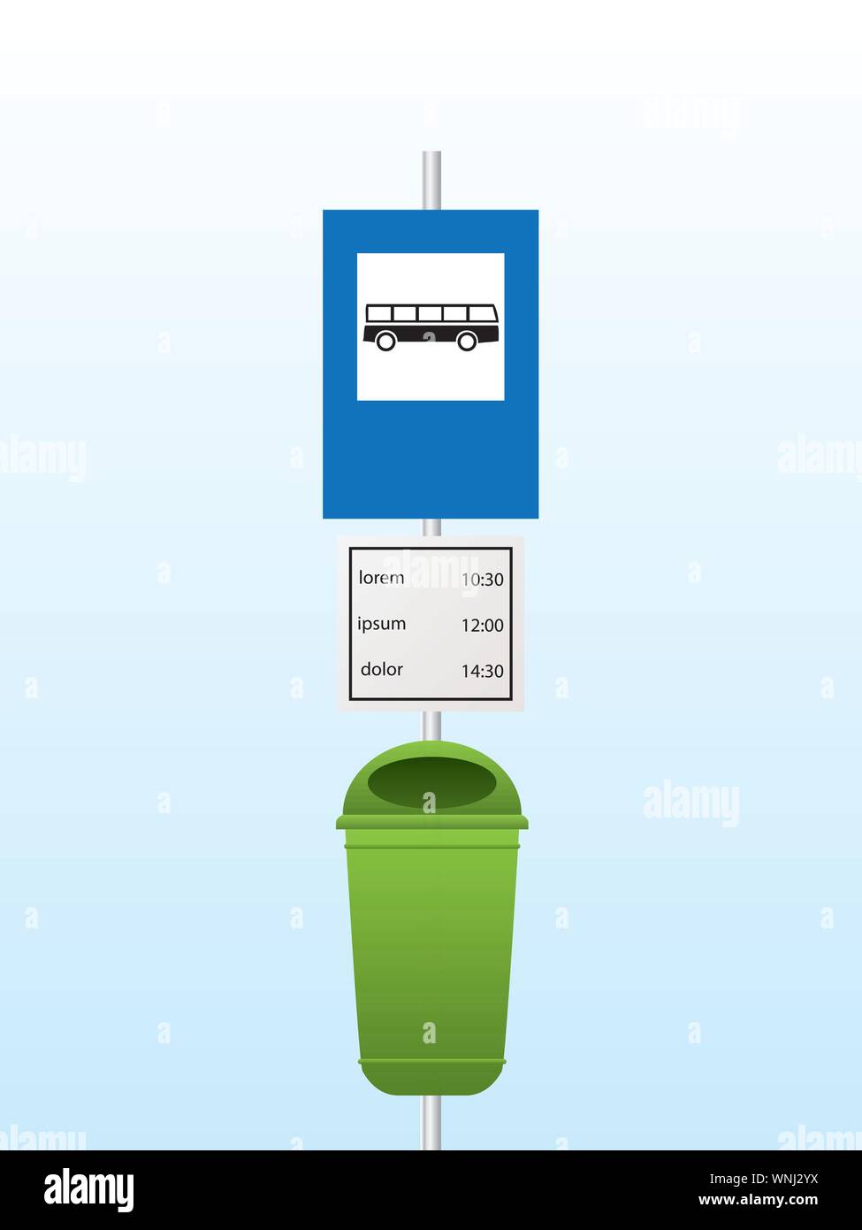 Bus stop sign with trash container Stock Vector Image & Art - Alamy