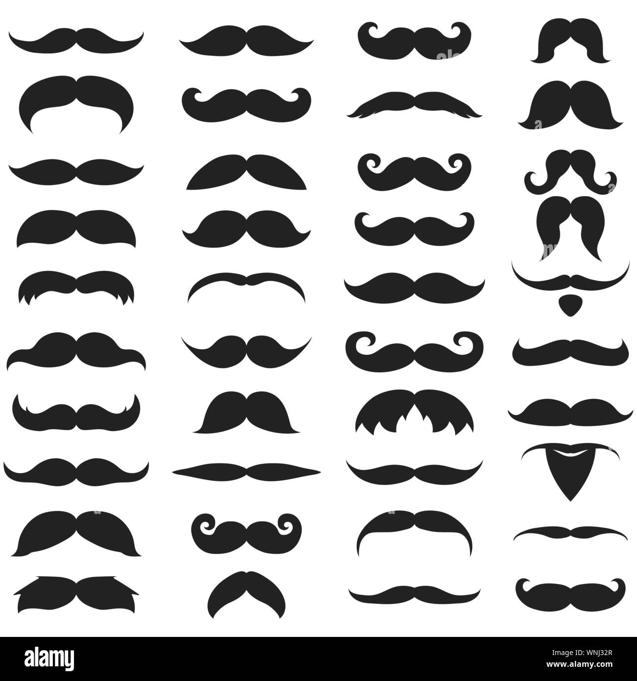 Collection of different mustache and beard of men Stock Vector Image ...