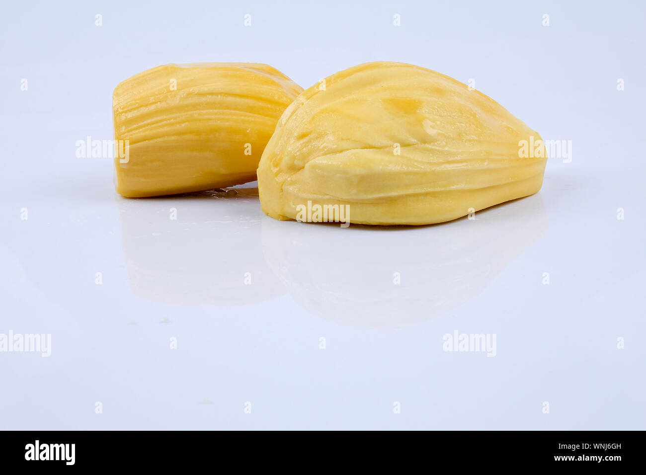 Jackfruit Slices On White Background Stock Photo - Alamy