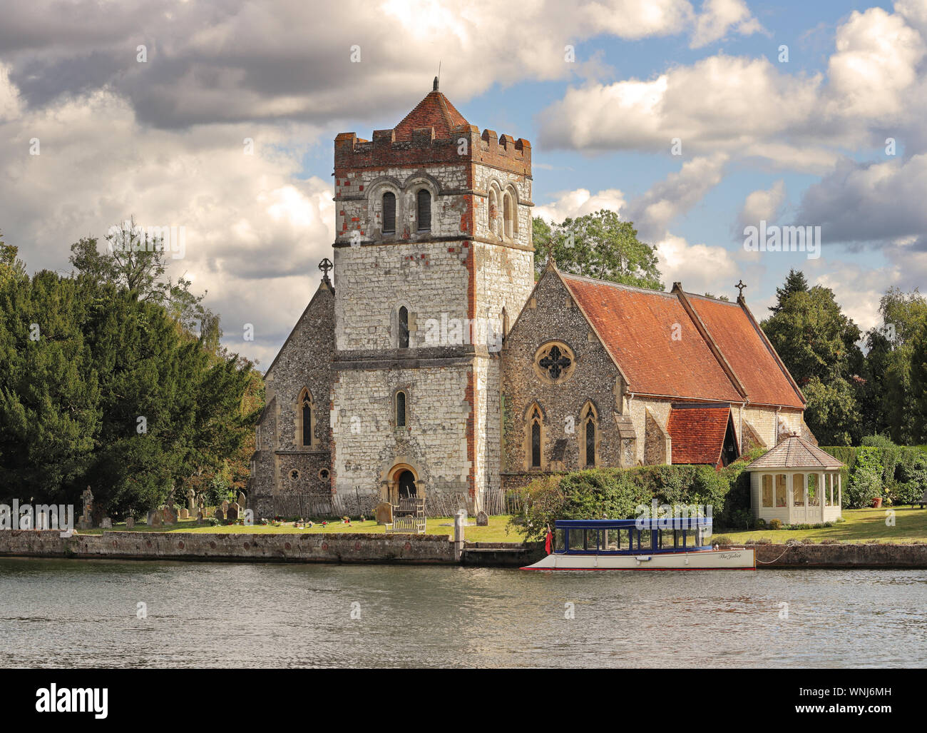 All Saints Church at the village of Bisham on the river Thames in ...