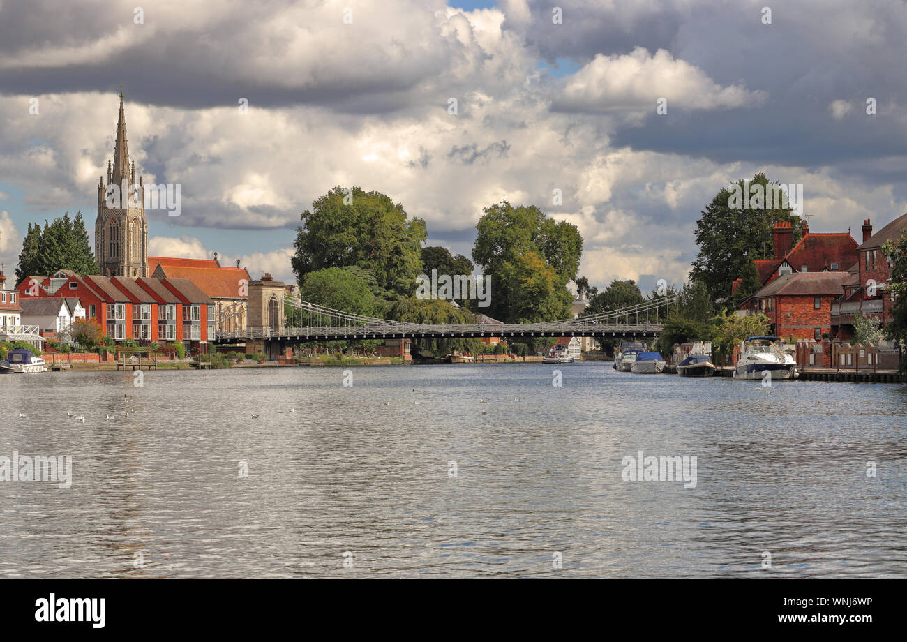 The River Thames at Marlow with Bridge and church Stock Photo - Alamy