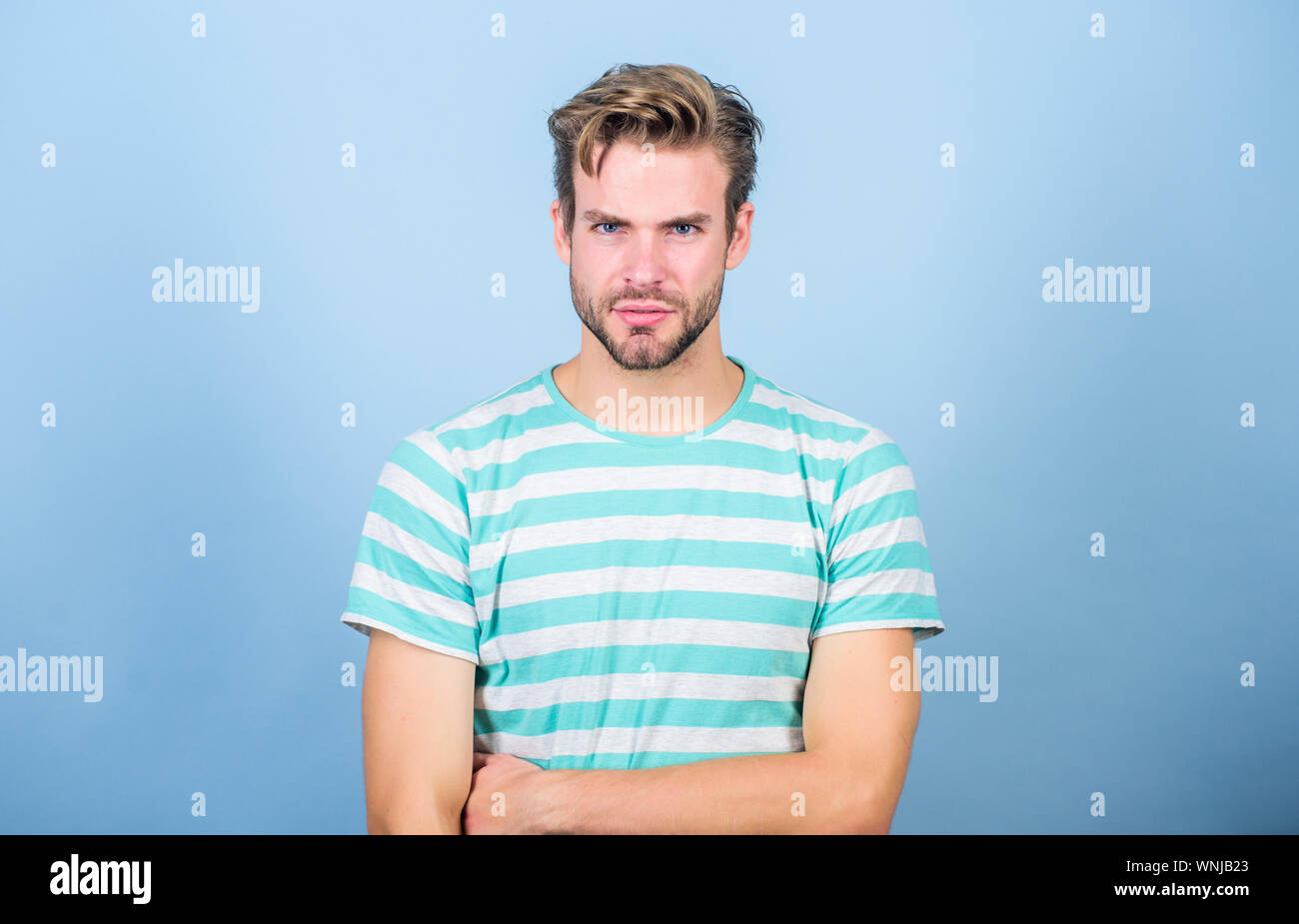 Handsome man is confident purposeful wholesome. Beauty and self care ...