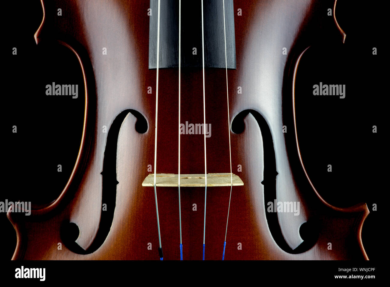 Violin body middle section isolated against a black background Stock ...