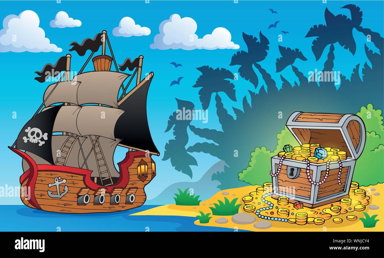 Pirate theme with treasure chest 1 Stock Vector Image & Art - Alamy