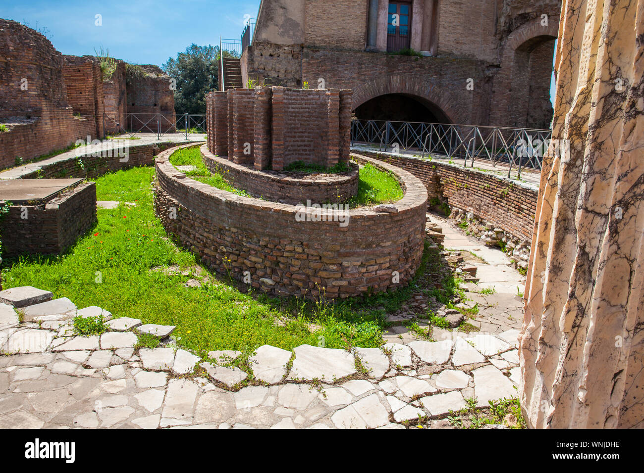 Oval fountain of the cenatio of the Flavian Palace also known as the ...