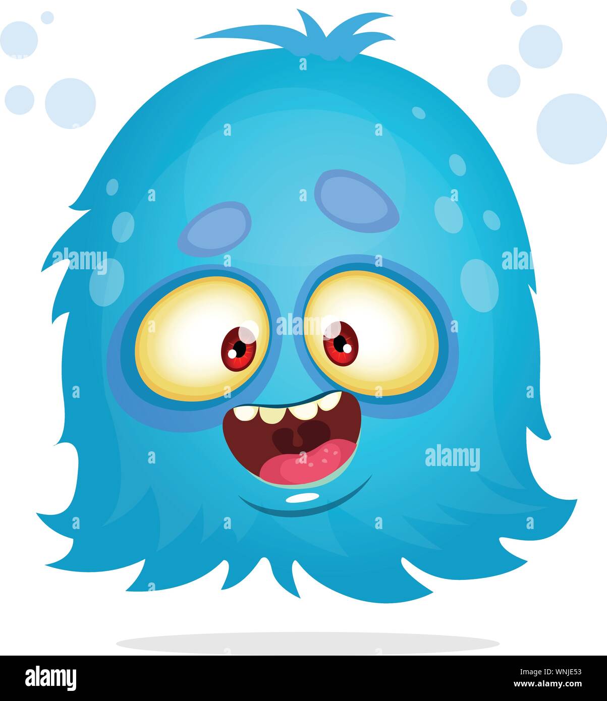 Vector cartoon Halloween monster. Blue furry flying monster with big ...