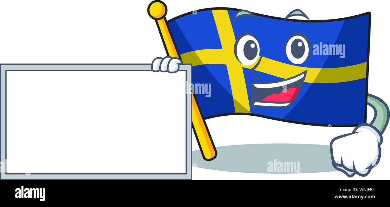 With board flag sweden character hoisted in cartoon pole Stock Vector ...