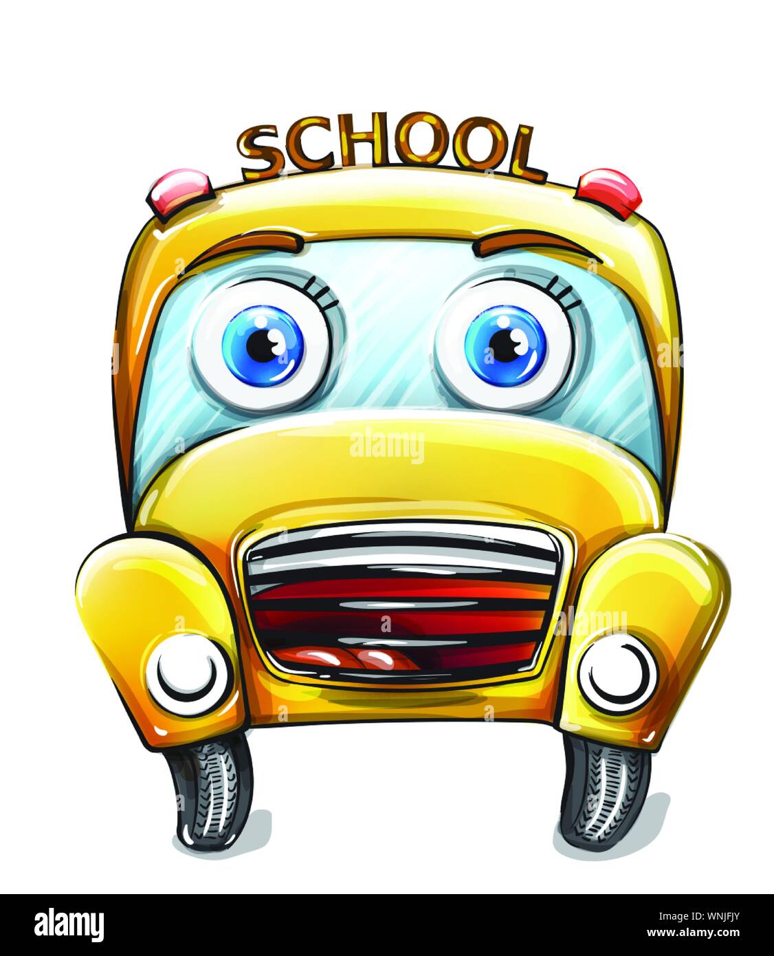 School bus funny cartoon Vector. Happy smilling back to school concept ...