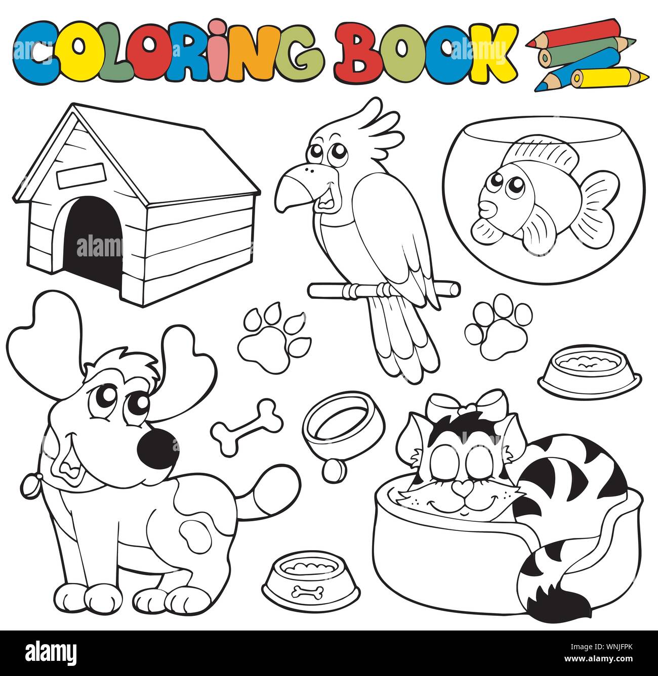 Coloring book with pets 1 Stock Vector Image & Art - Alamy