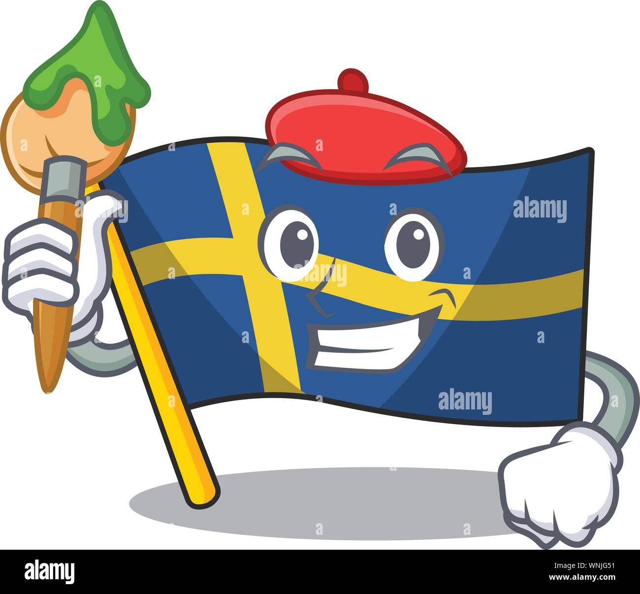 Artist flag sweden character hoisted in cartoon pole Stock Vector Image ...