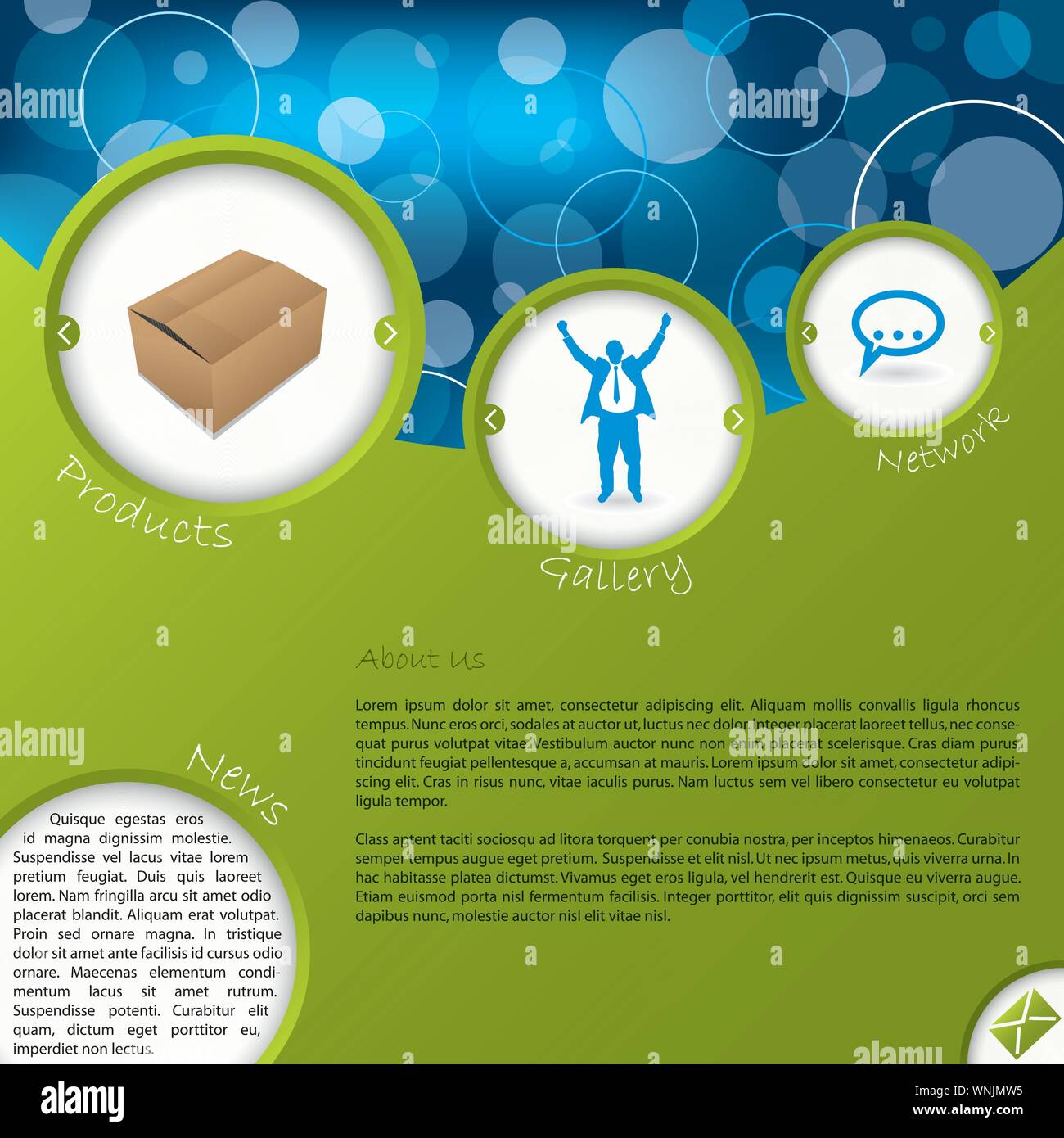 Website template design with product and gallery Stock Vector Image ...