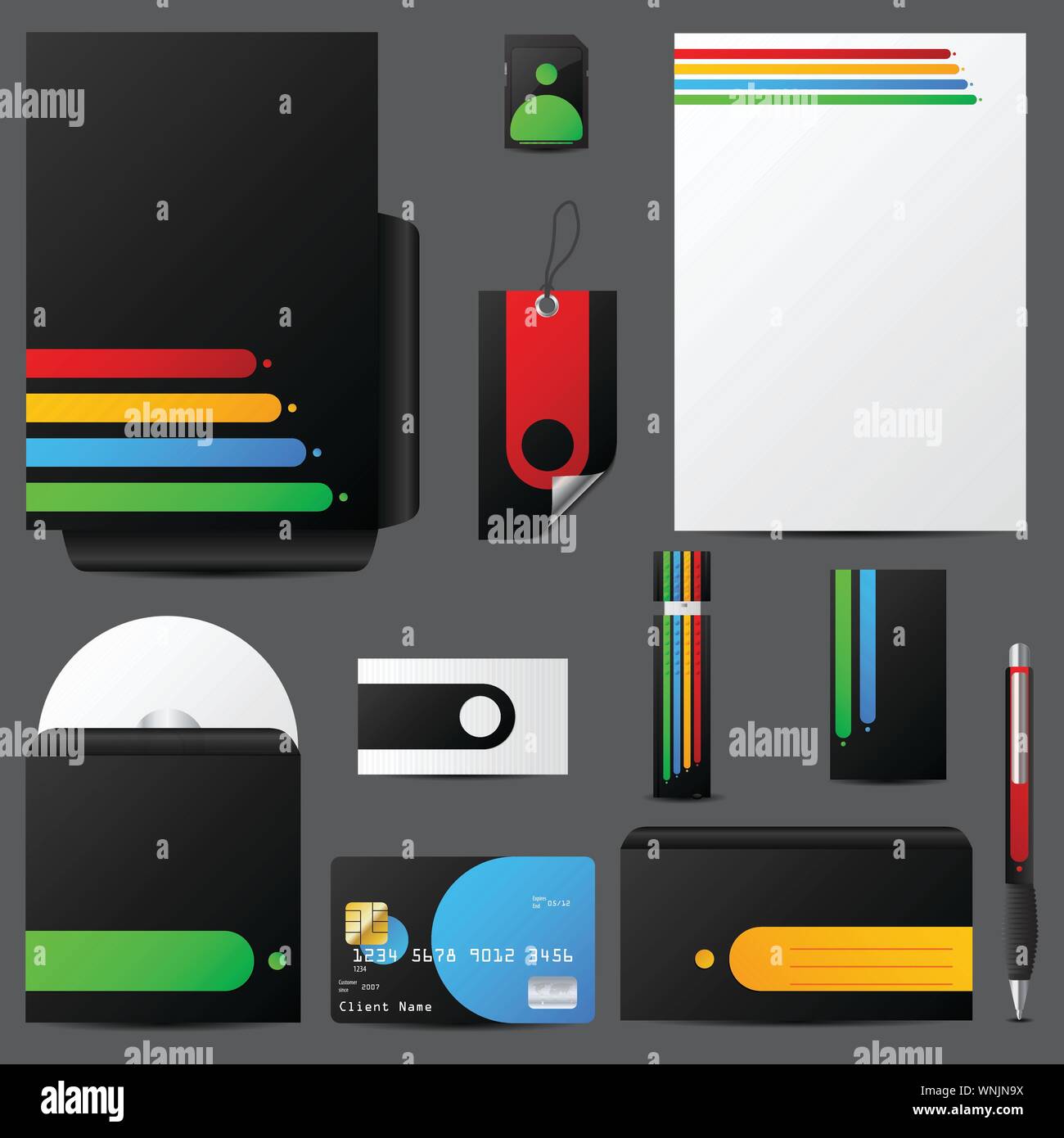 Colorful stationary set Stock Vector Image & Art - Alamy