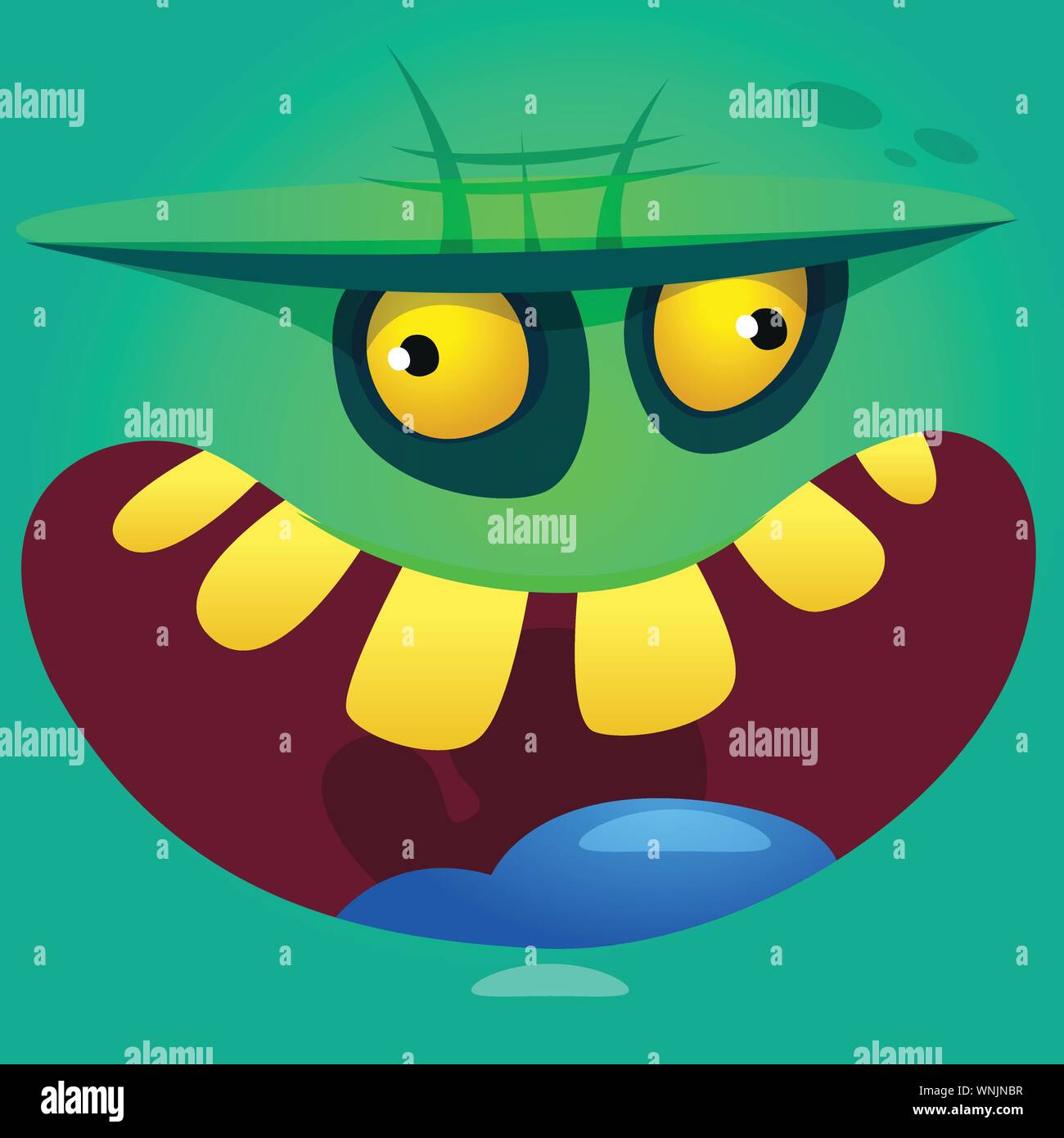 Cartoon zombie face vector icon. Cute square avatars for Halloween ...