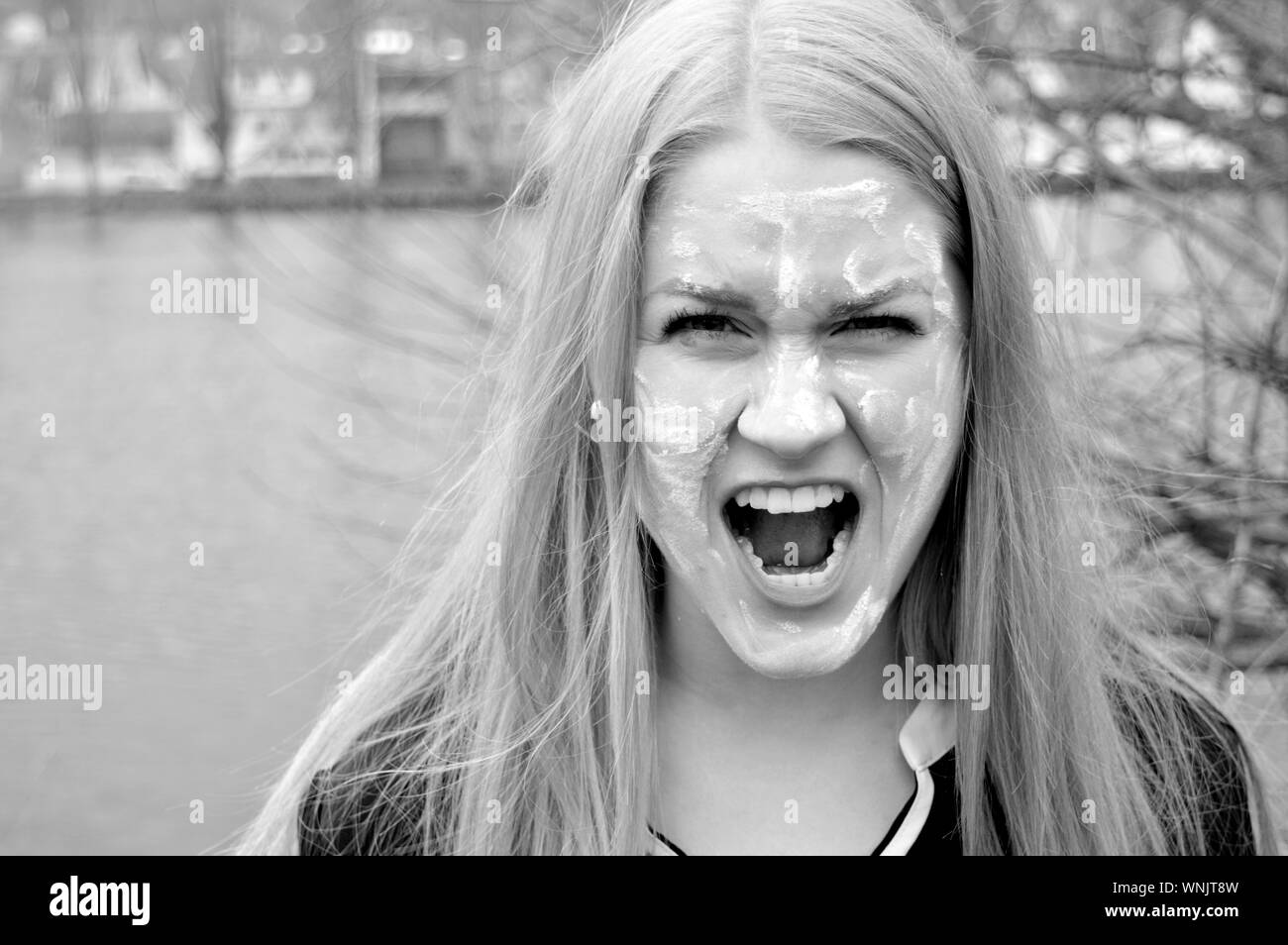 Young angry woman Black and White Stock Photos & Images - Alamy