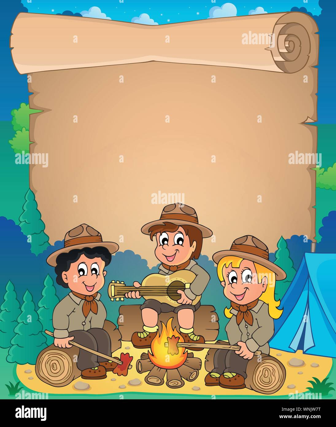 Children scouts theme parchment 1 Stock Vector Image & Art - Alamy