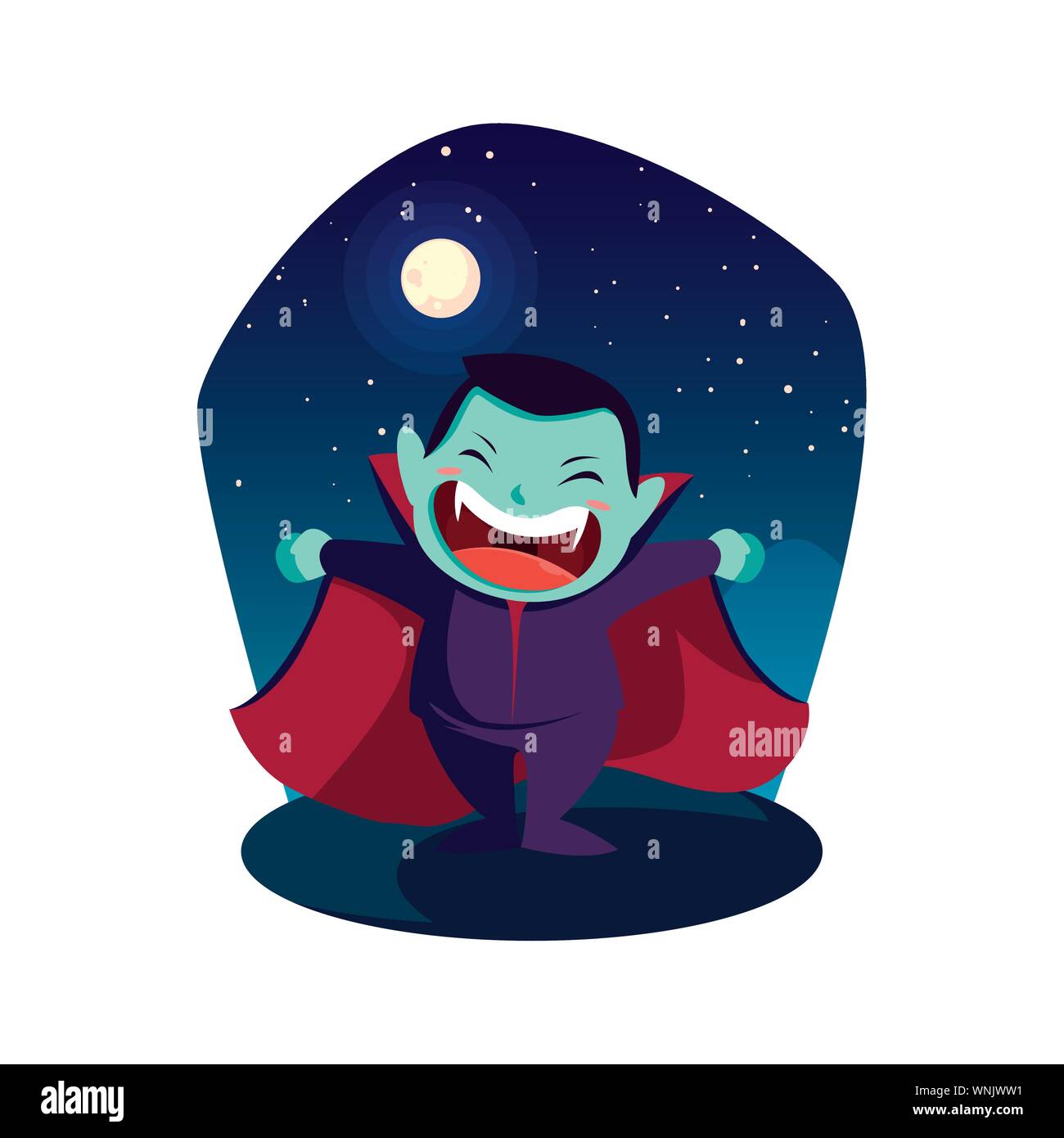 laughing boy in halloween dracula costume vector illustration Stock ...