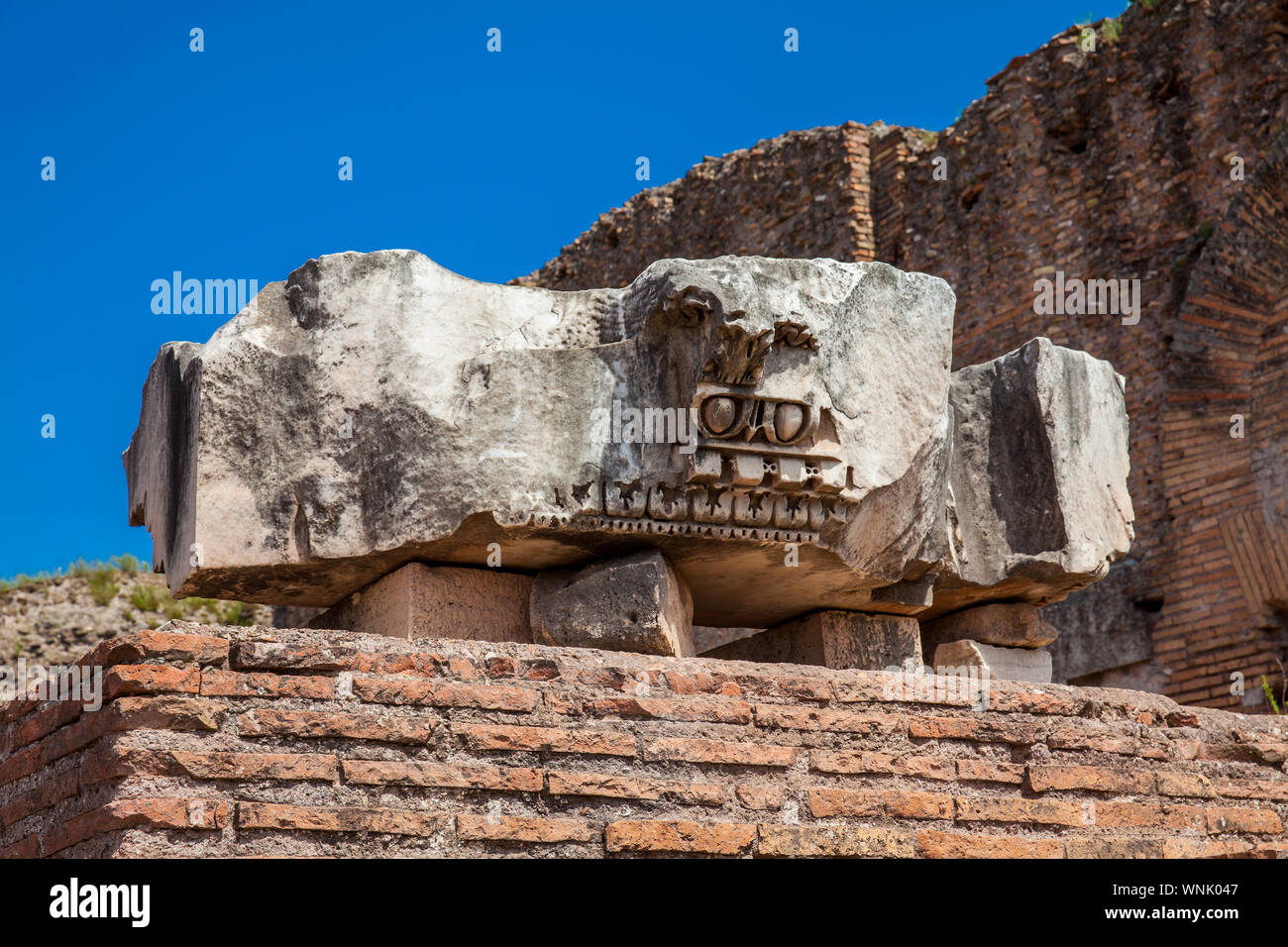 Detail of the ruins at the Flavian Palace also known as the Domus ...