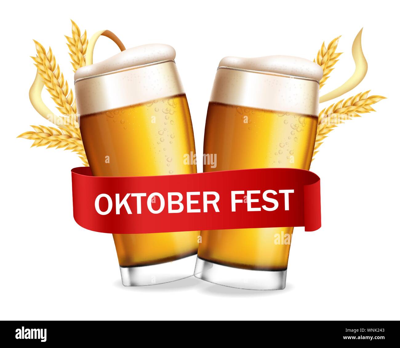 Beer glasses October fest poster Vector realistic. Fresh sparkling ...