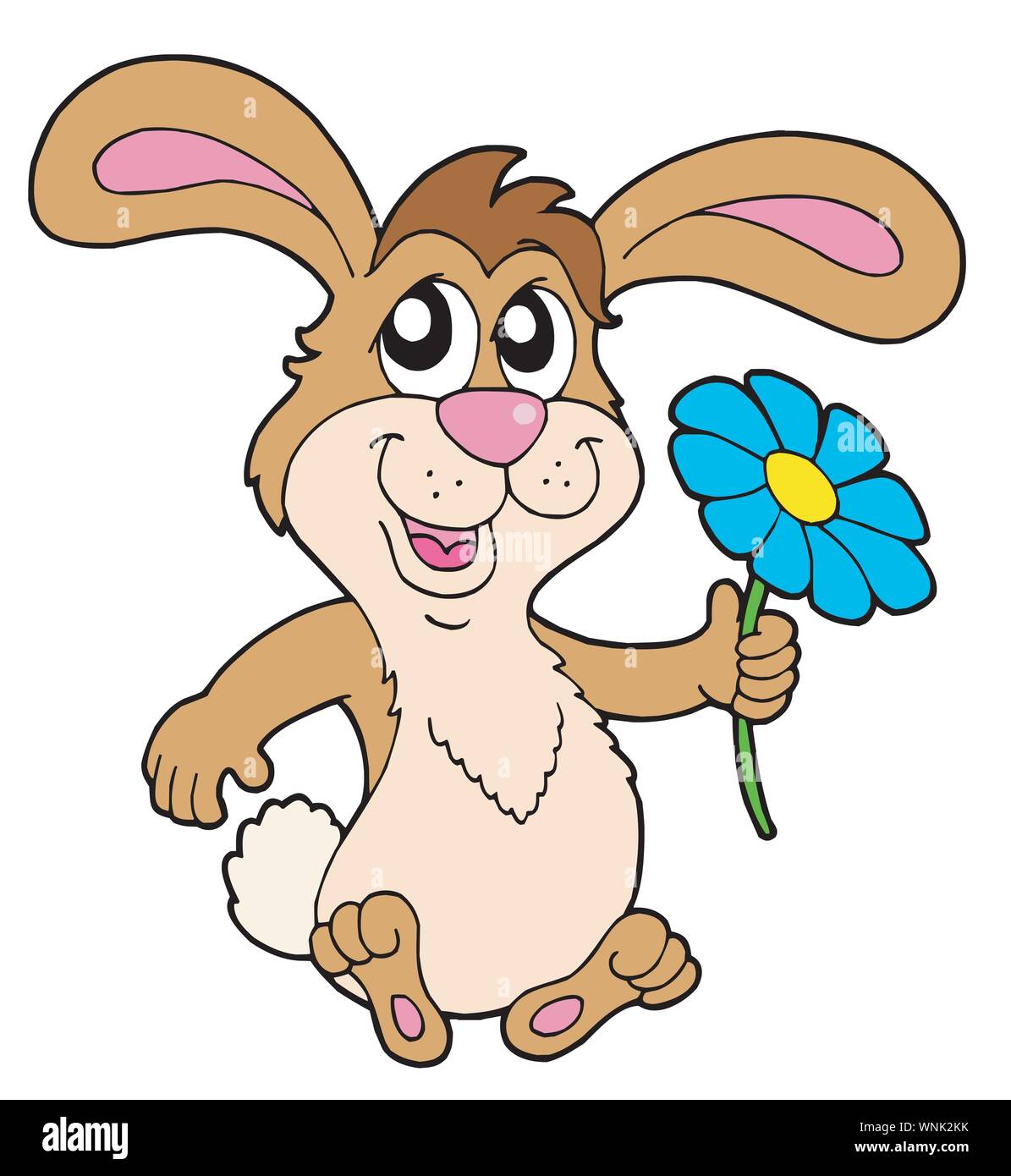 Smiling rabbit with flower vector illustration Stock Vector Image & Art ...
