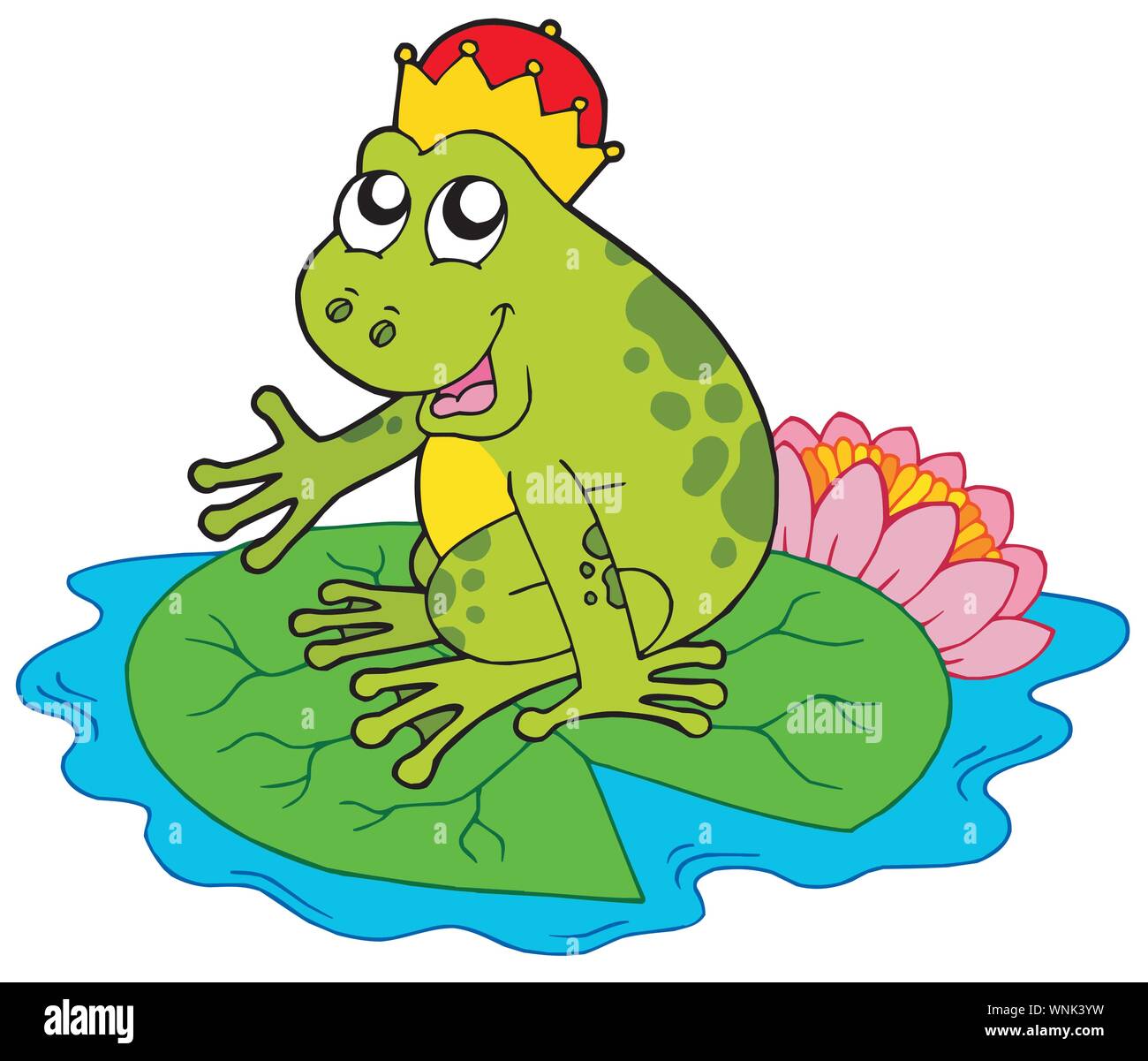 Frog prince on water lily Stock Vector Image & Art - Alamy