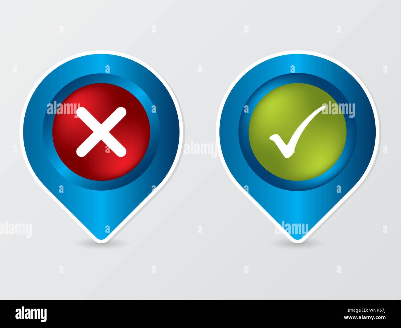 Button shaped tick and cross labels Stock Vector Image & Art - Alamy