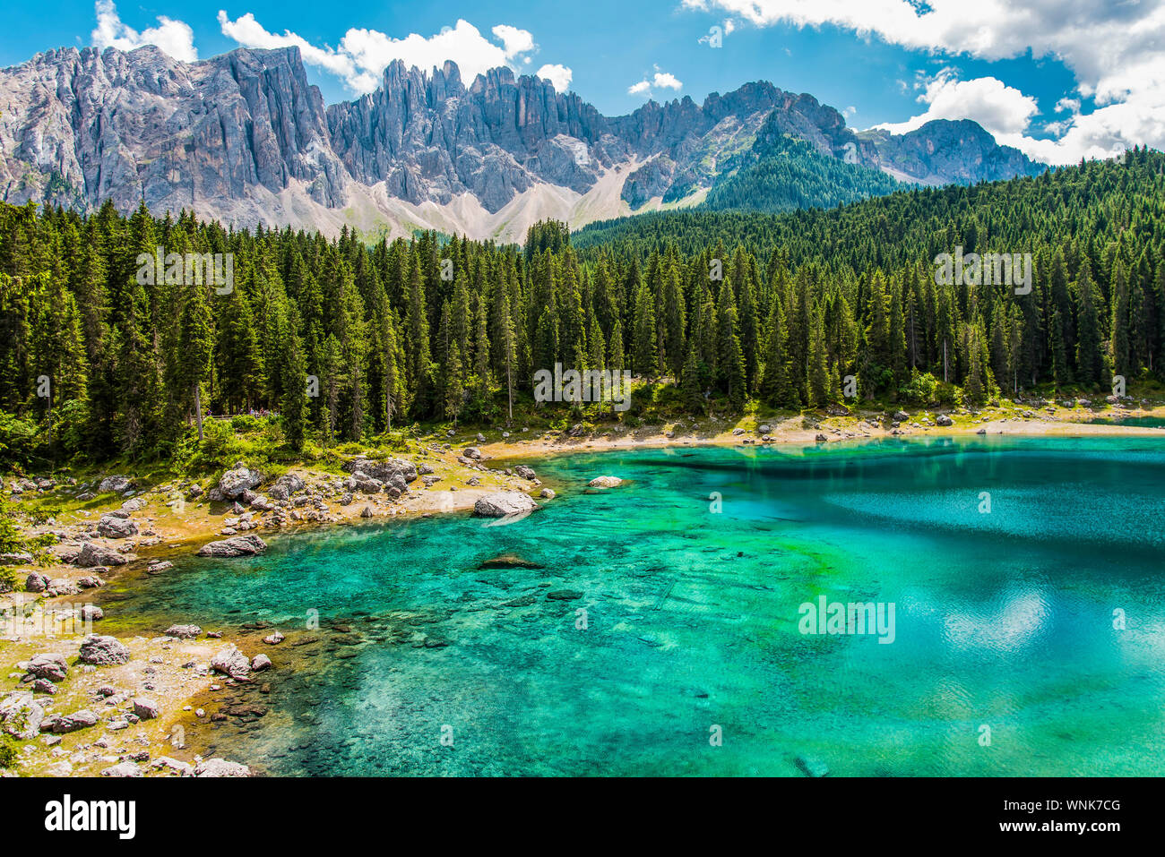 Emotions of colors on Lake Carezza. Dolomites, Italy Stock Photo - Alamy