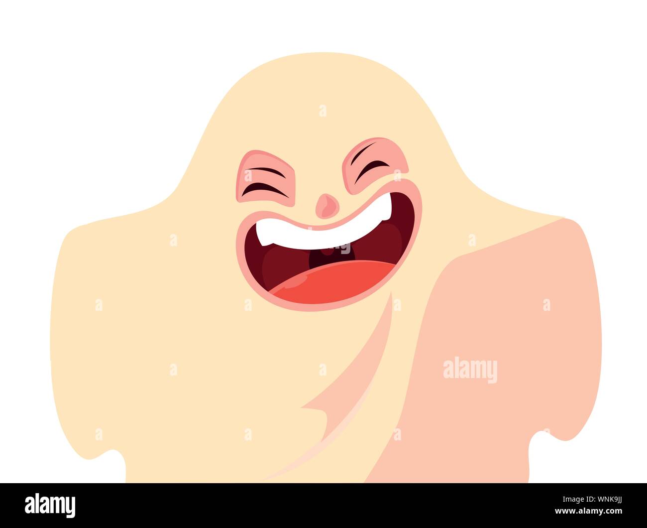laughing boy dressed in halloween ghost costume vector illustration ...