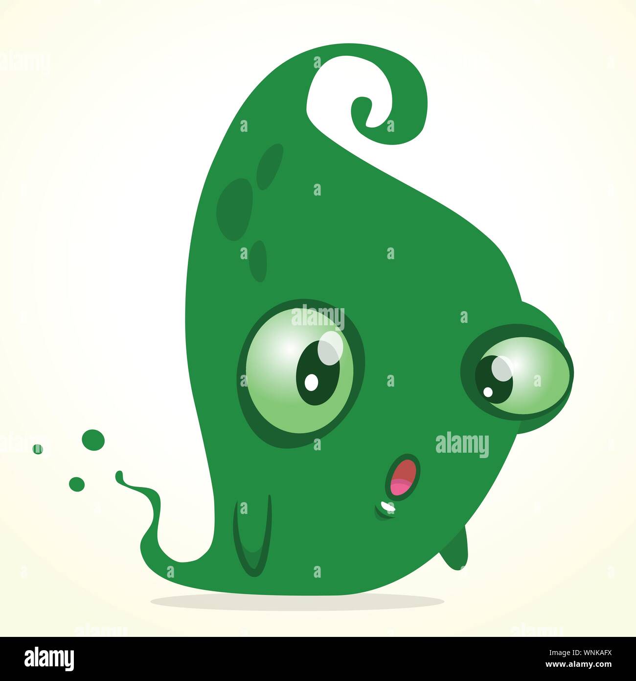 Cute cartoon green ghost. Vector Halloween monster character isolated ...