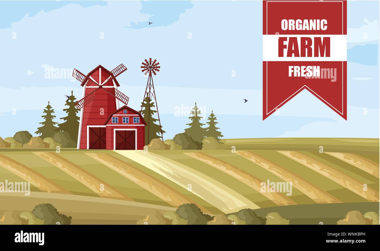 Organic farm poster Vector. Countryside Label layout template Stock ...