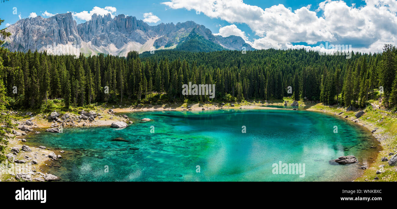 Emotions of colors on Lake Carezza. Dolomites, Italy Stock Photo - Alamy