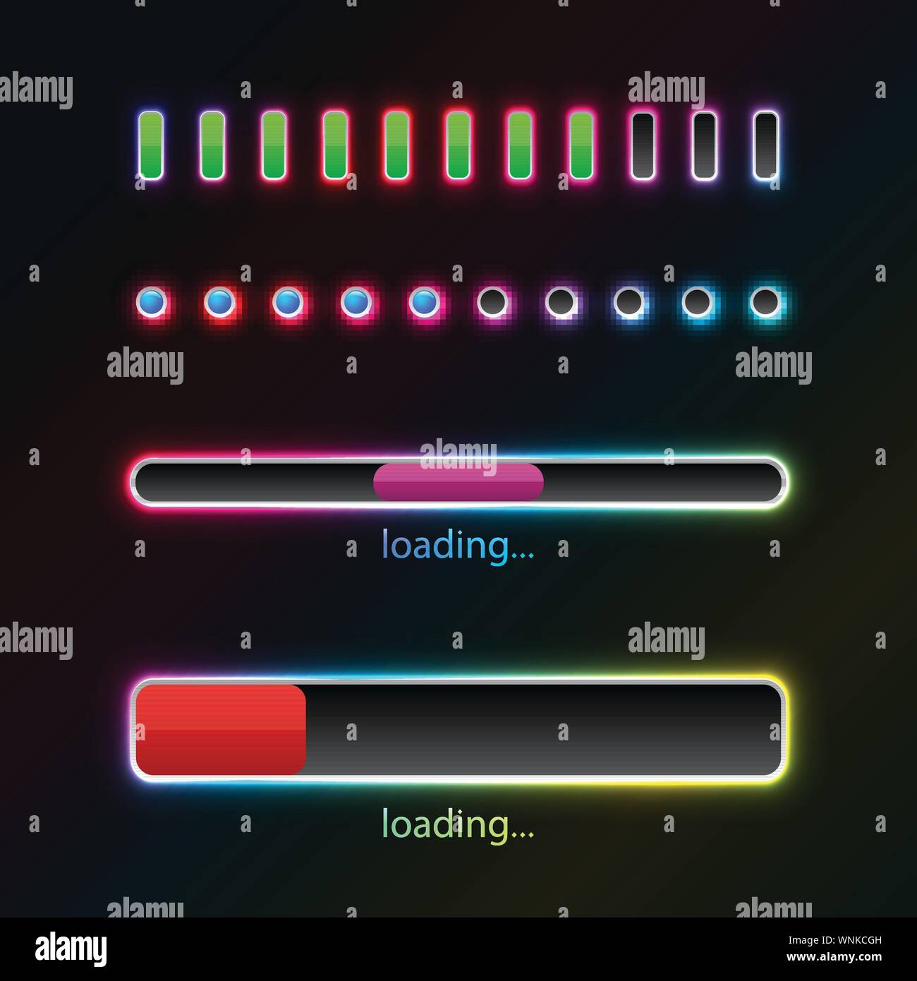 Pprogress bars with neon glow Stock Vector Image & Art - Alamy
