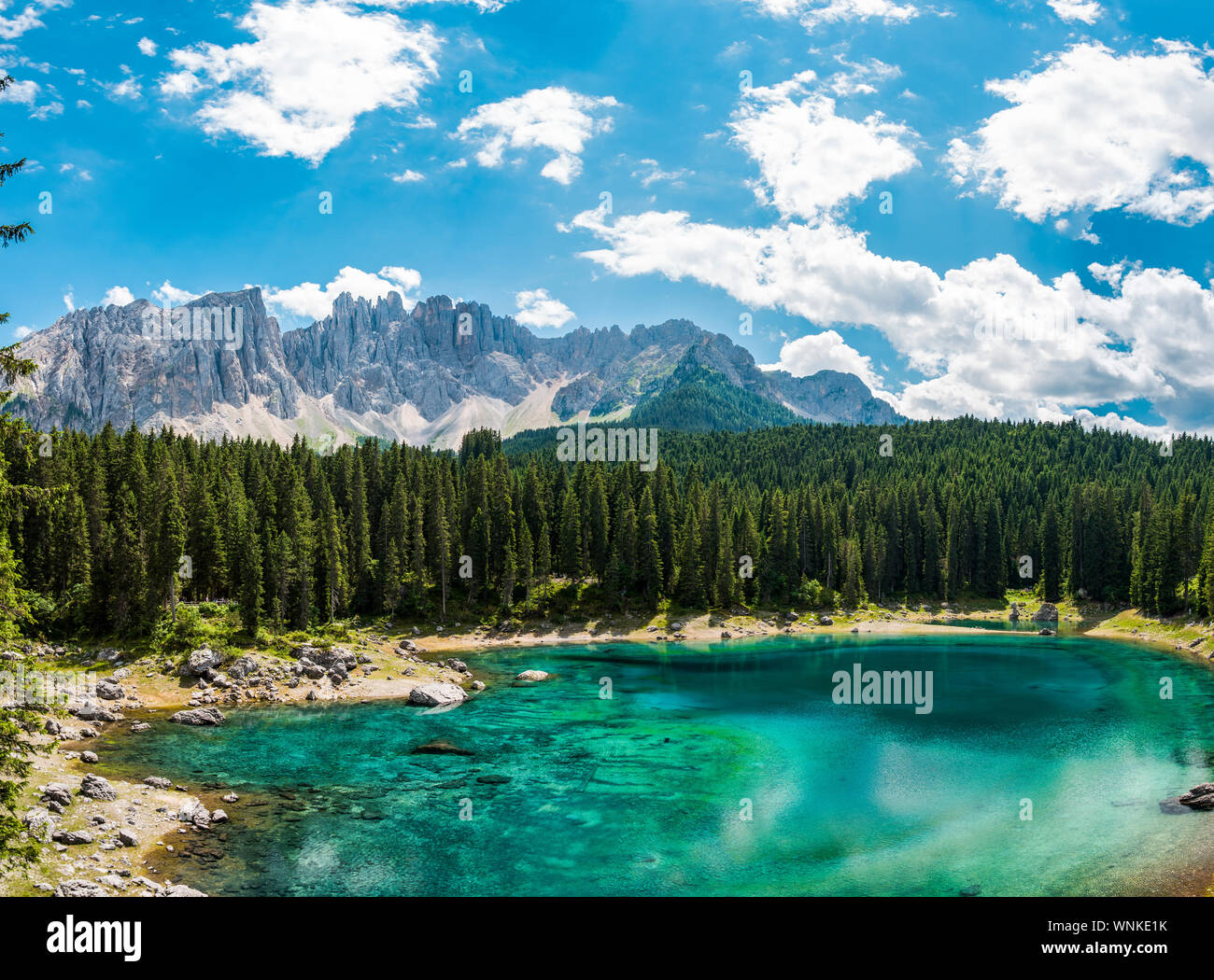 Emotions of colors on Lake Carezza. Dolomites, Italy Stock Photo - Alamy