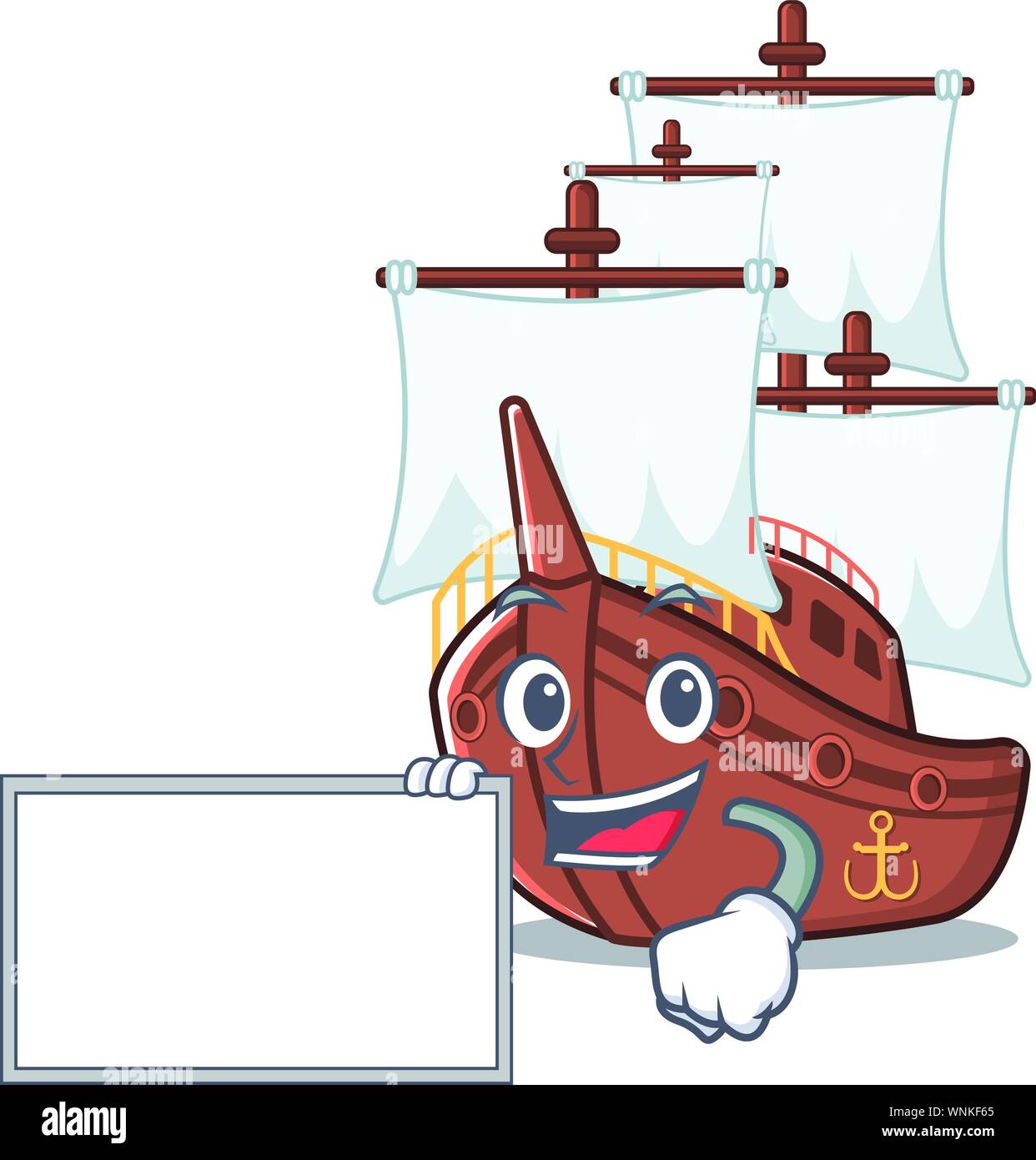 With board pirate ship isolated with the cartoon Stock Vector Image ...