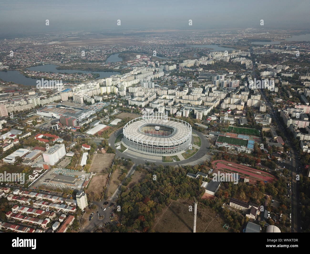 Bucharest Cityscape drone sights Romania Stock Photo - Alamy