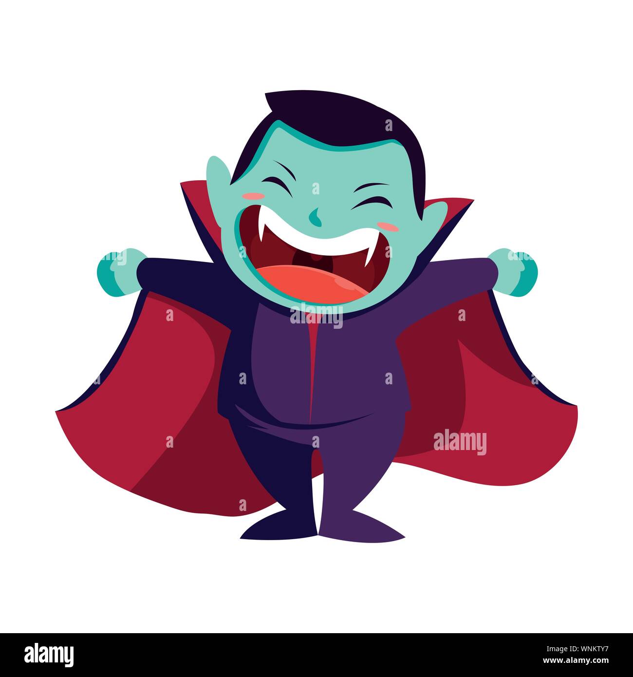 laughing boy in halloween dracula costume vector illustration Stock ...