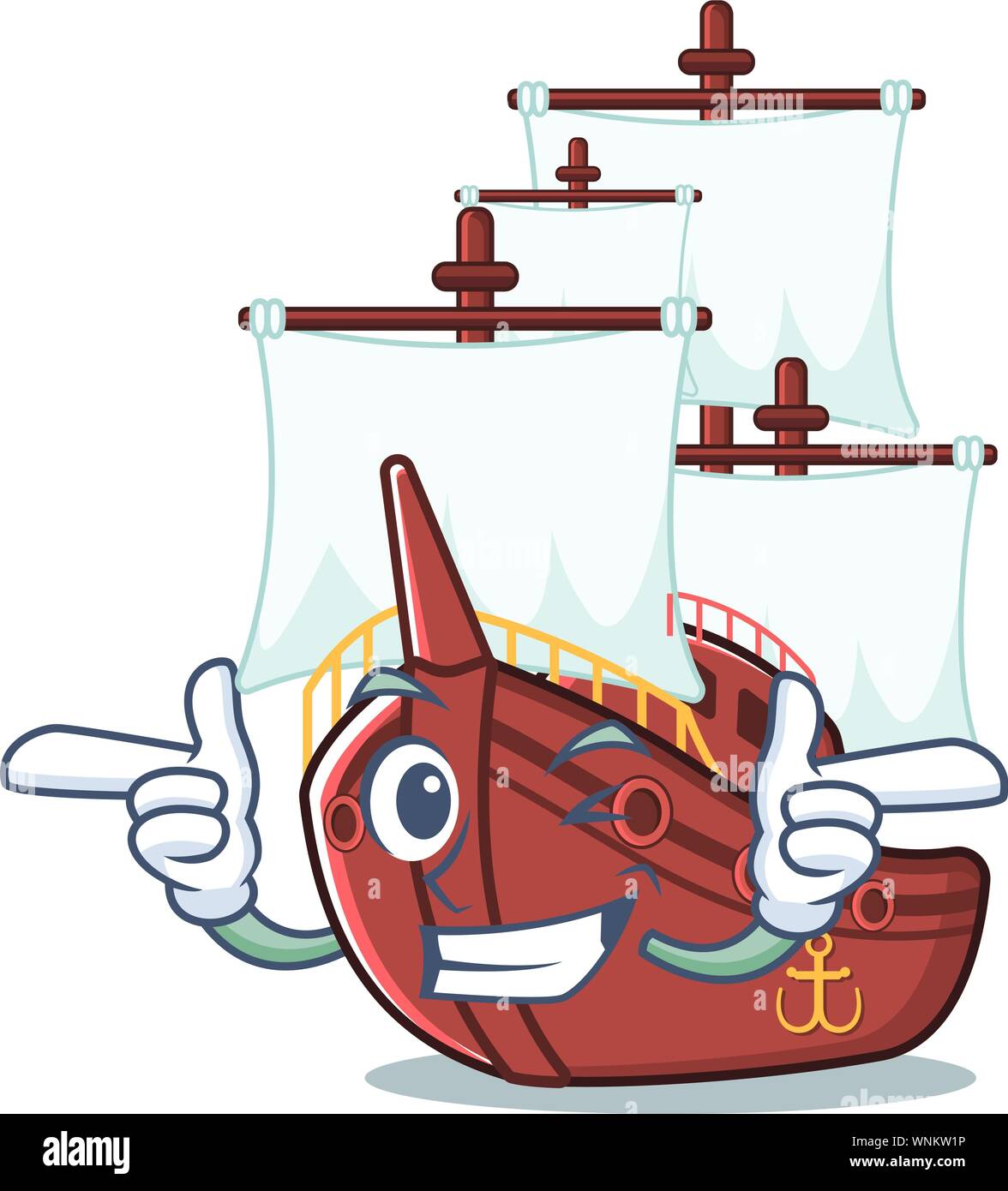 Wink miniature pirate ship cartoon on table Stock Vector Image & Art ...