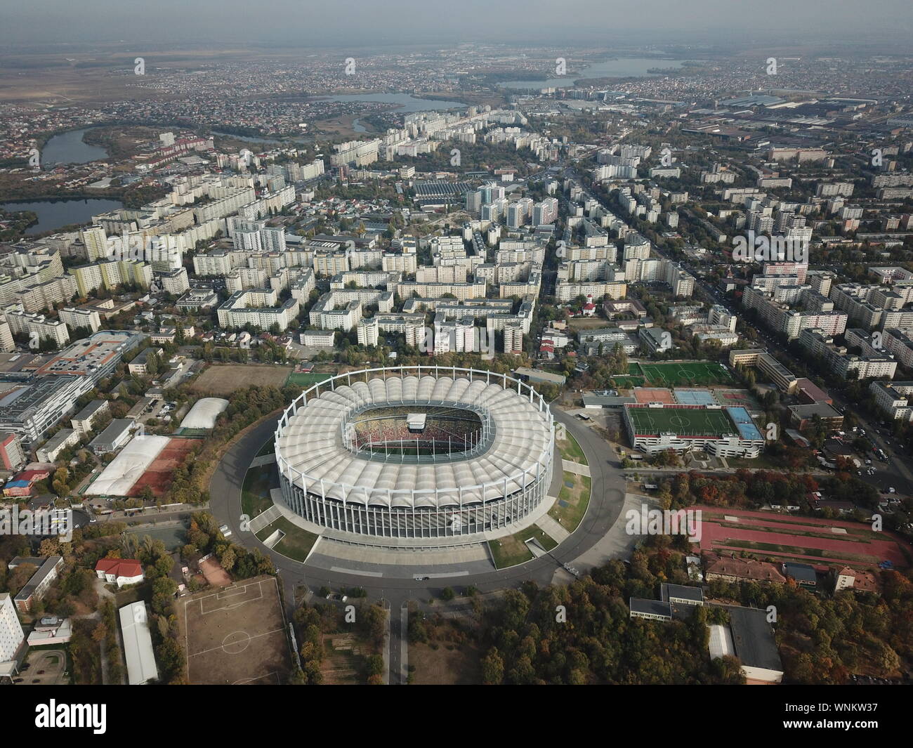 Bucharest Cityscape drone sights Romania Stock Photo - Alamy