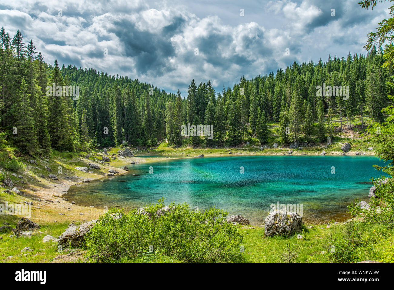 Lago carezza at sunset hi-res stock photography and images - Alamy