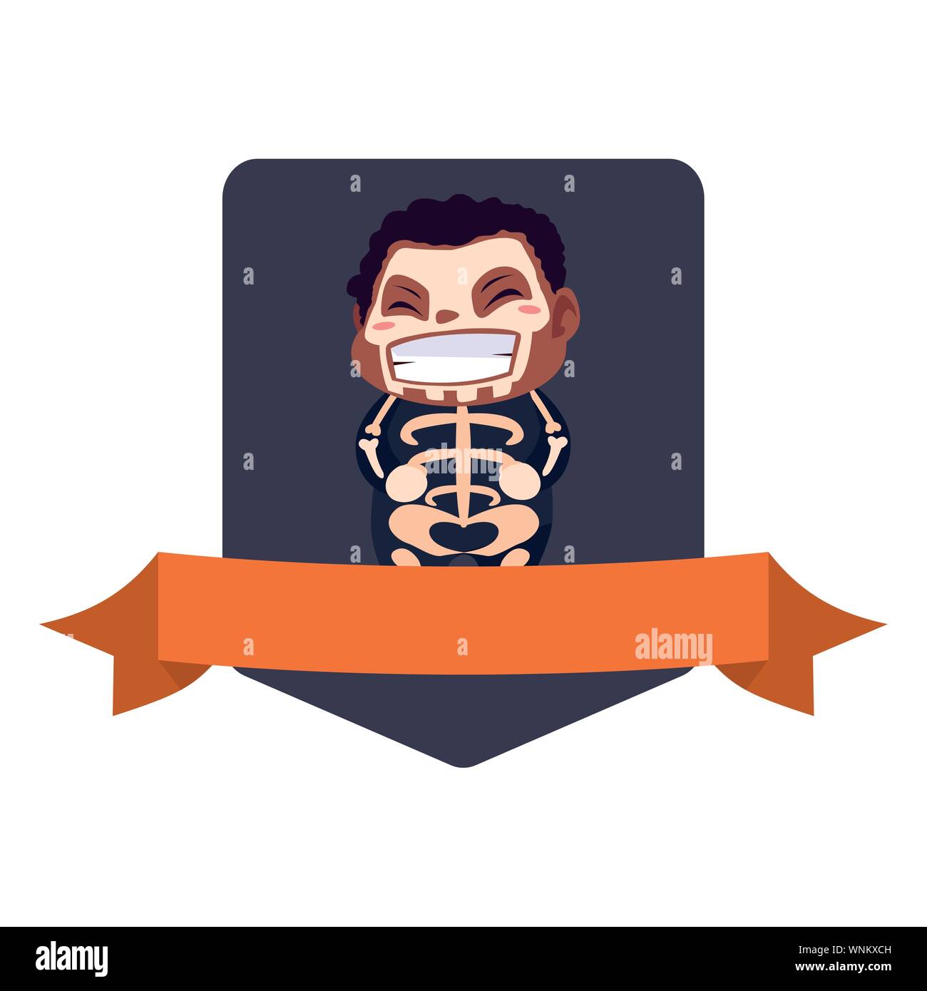 boy skeleton costume halloween celebration vector illustration Stock ...