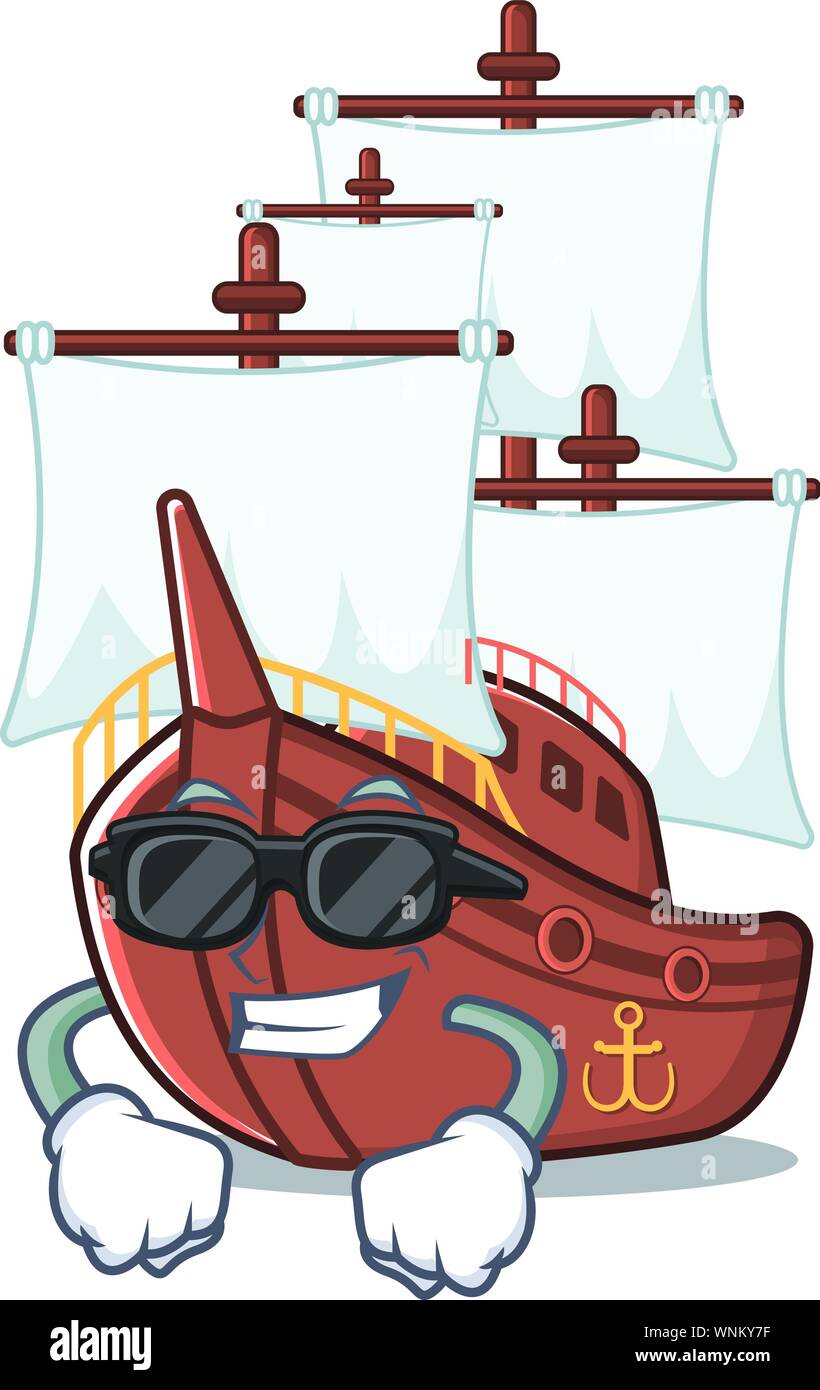 Super cool miniature pirate ship cartoon on table Stock Vector Image ...
