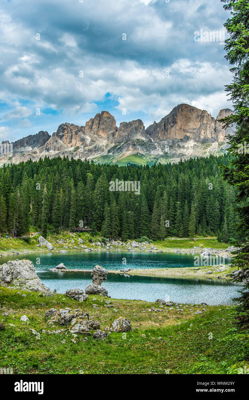 Emotions of colors on Lake Carezza. Dolomites, Italy Stock Photo - Alamy