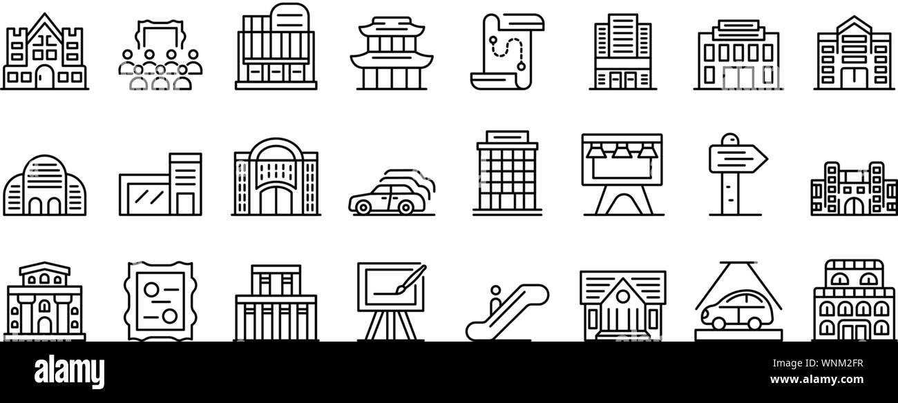 Exhibition center icons set, outline style Stock Vector Image & Art - Alamy