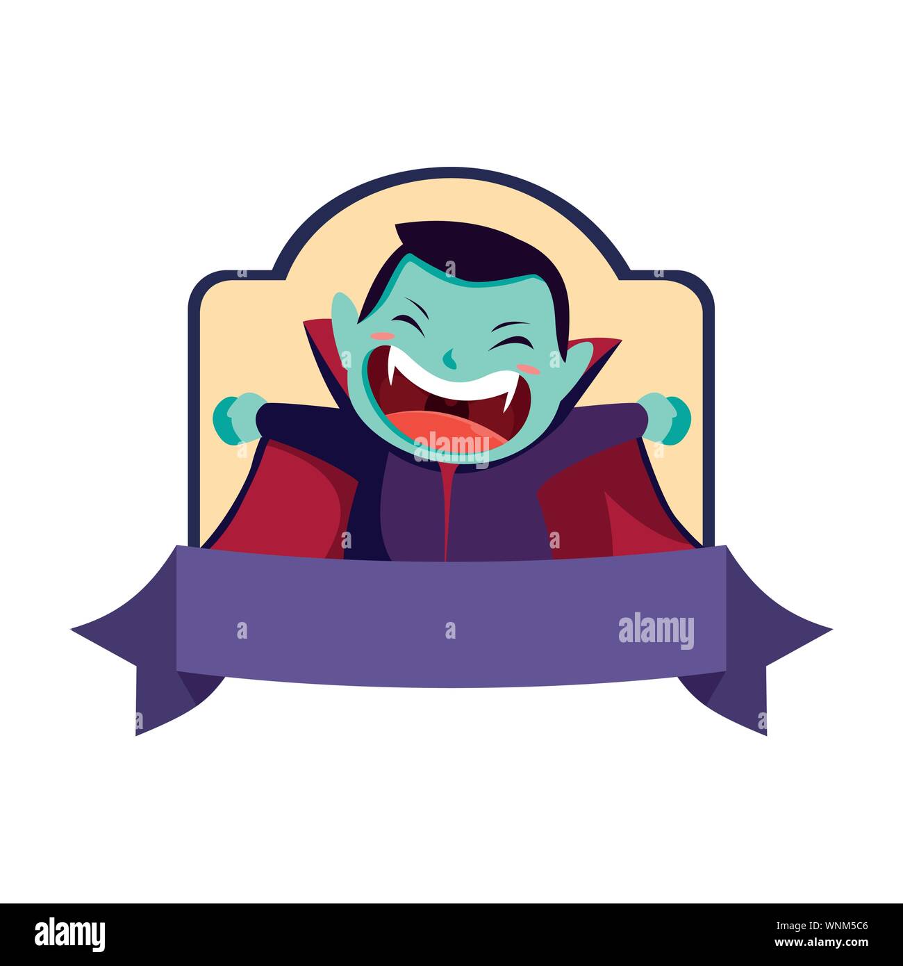 laughing boy in halloween dracula costume vector illustration Stock ...