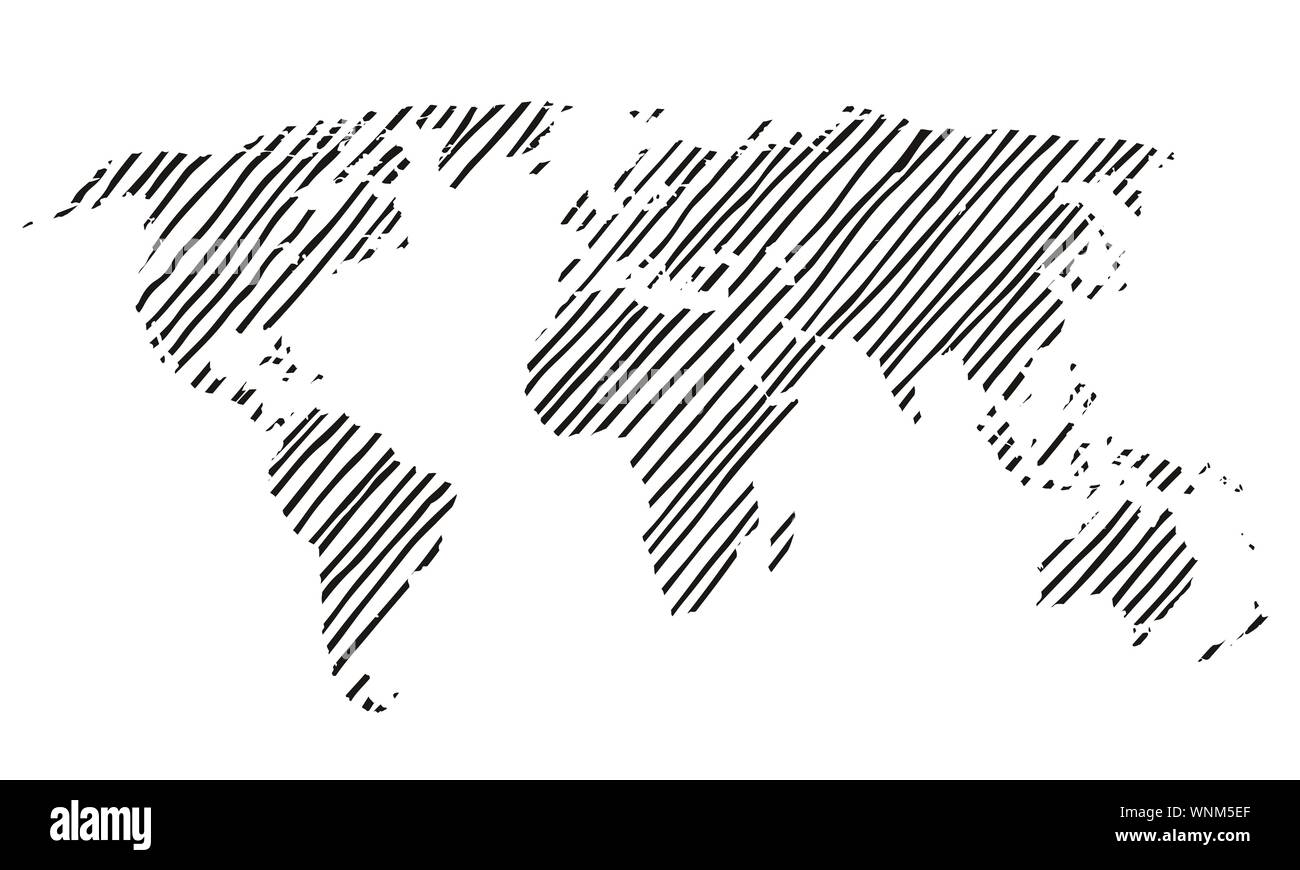 Best doodle world map for your design. Hand drawn freehand editable ...