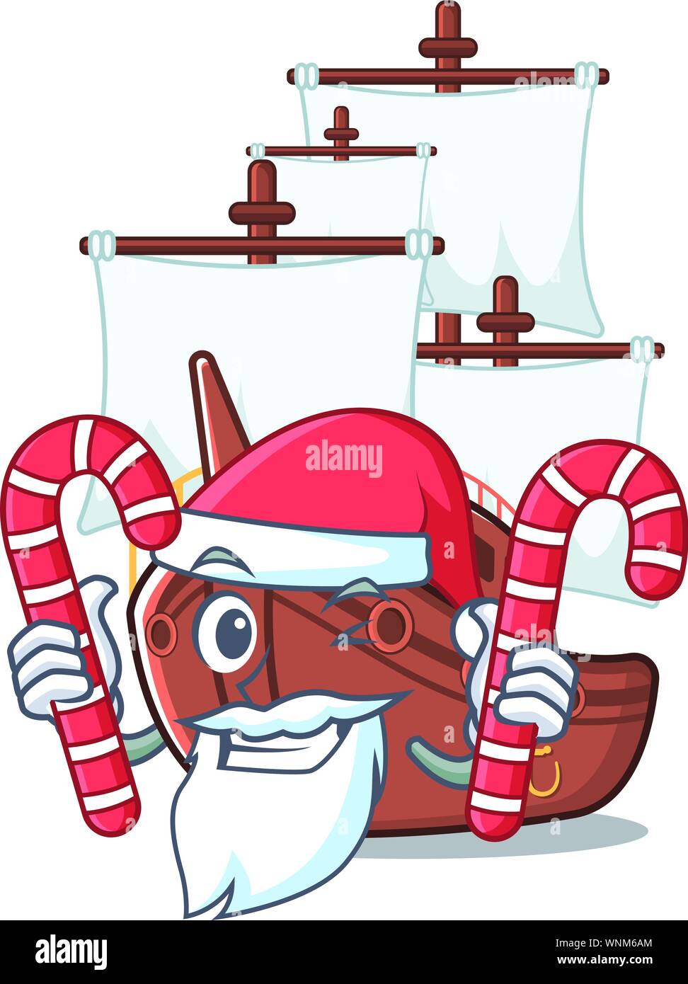Santa with candy pirate ship with the cartoon shape Stock Vector Image ...