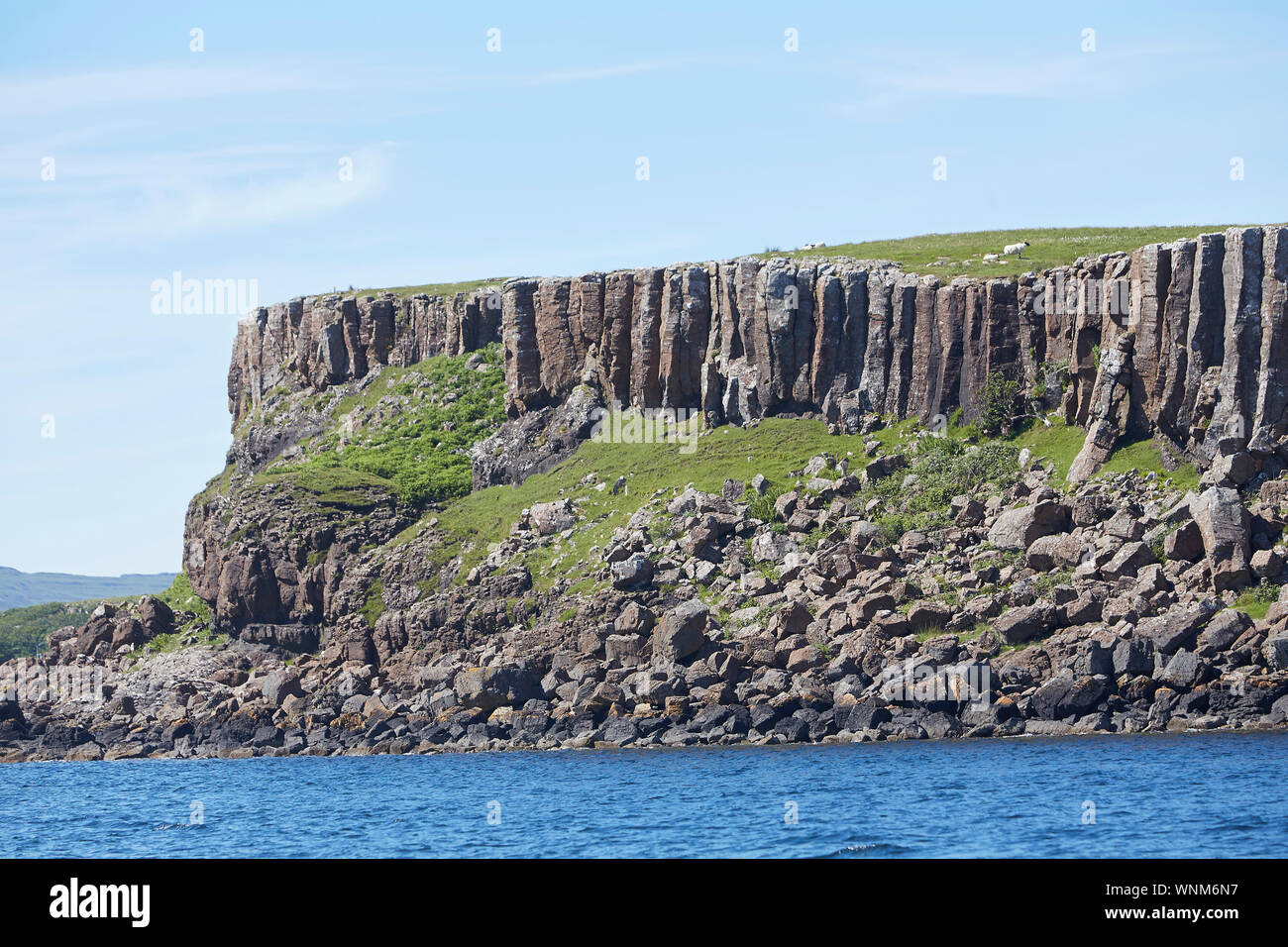 Basalt rock columns seen from Loch Na Keal on the Isle of Mull, Inner ...