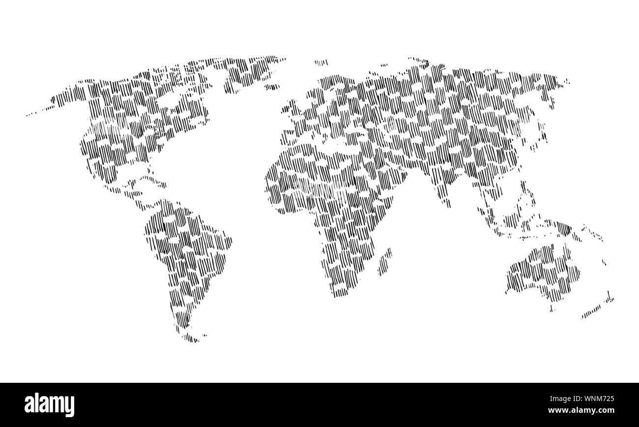 Best doodle world map for your design. Hand drawn freehand editable ...
