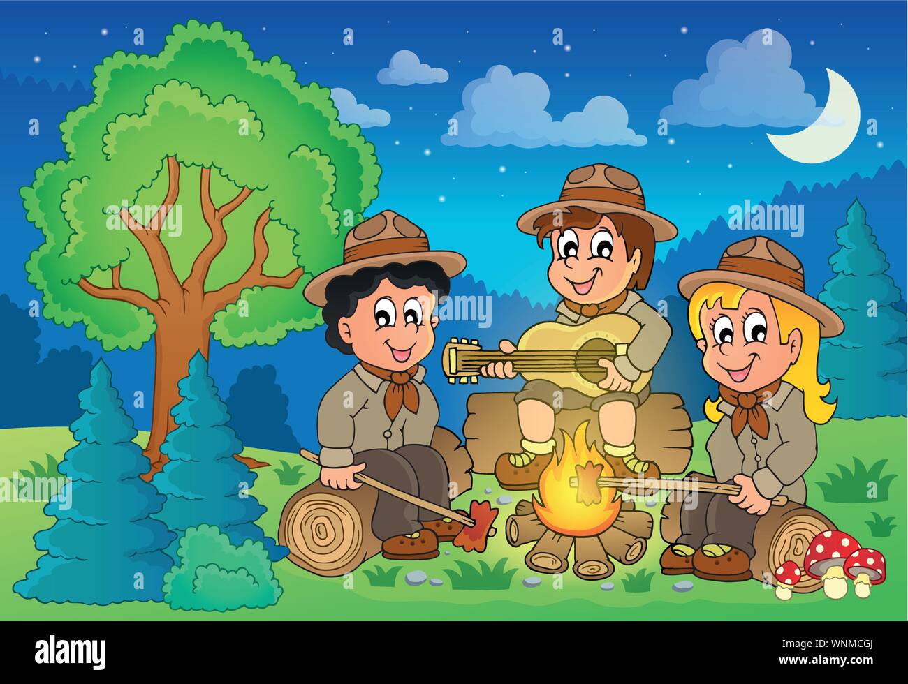 Campfire of boy scouts hi-res stock photography and images - Alamy