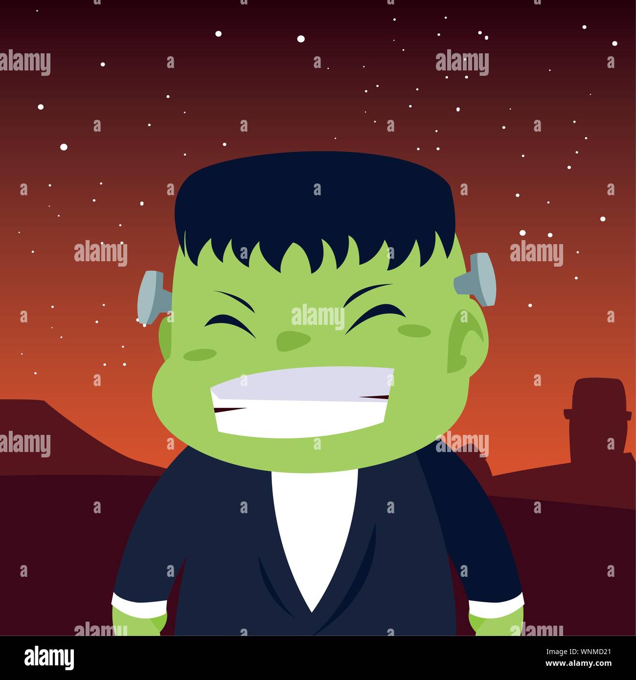 happy boy in halloween frankenstein costume vector illustration Stock ...